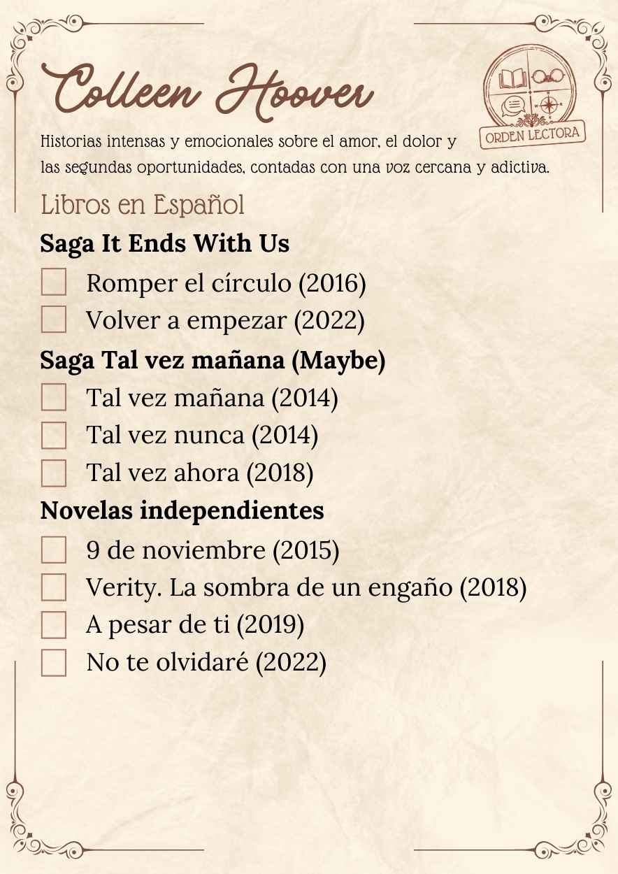 Colleen Hoover: Todos sus Libros en Español y en el Orden para Leerlos ...