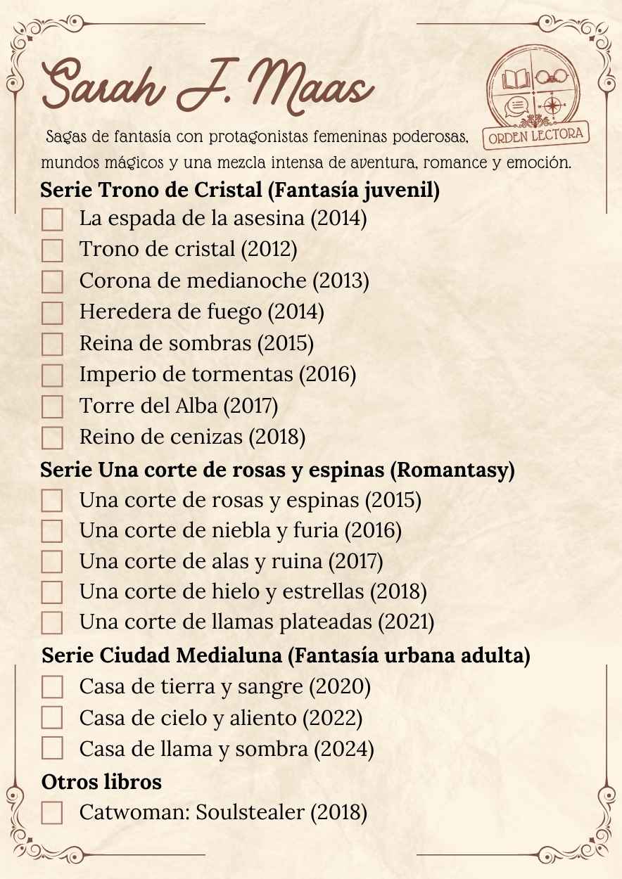 Sarah J. Maas: Libros en Orden y Cuál Elegir Según tu Estilo – Orden Lectora